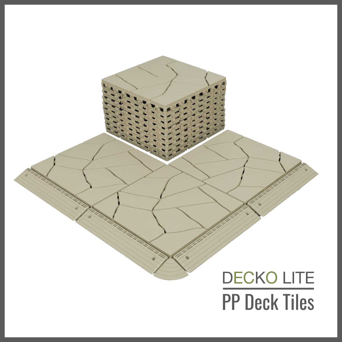 Deck Tiles - BEIGESTONE - Interlocking PP Flooring, 100% Recycled ...