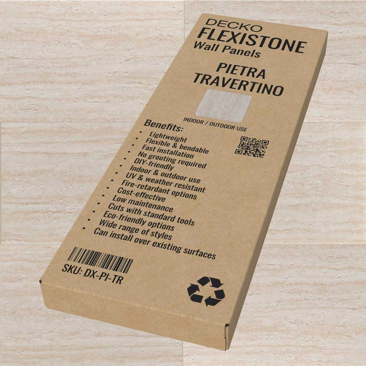DECKO Flexistone Stone Wall Panels – PIETRA TRAVERTINO - Box of 35.4 ...